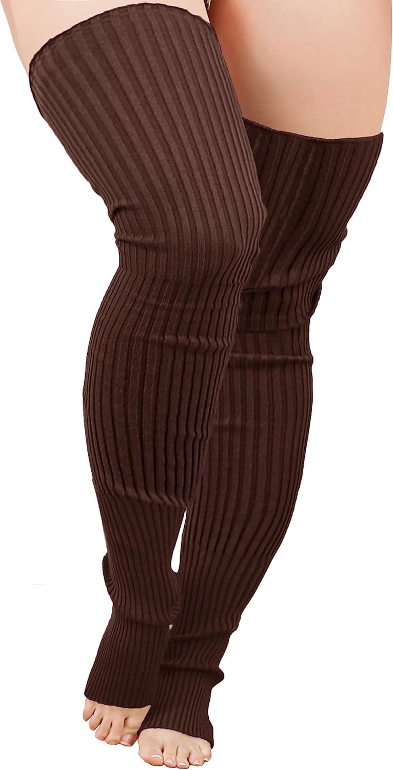 PIKADINGNIS Plus Size Knit Leg Warmer Women Thick Thigh High Boot Extra ...