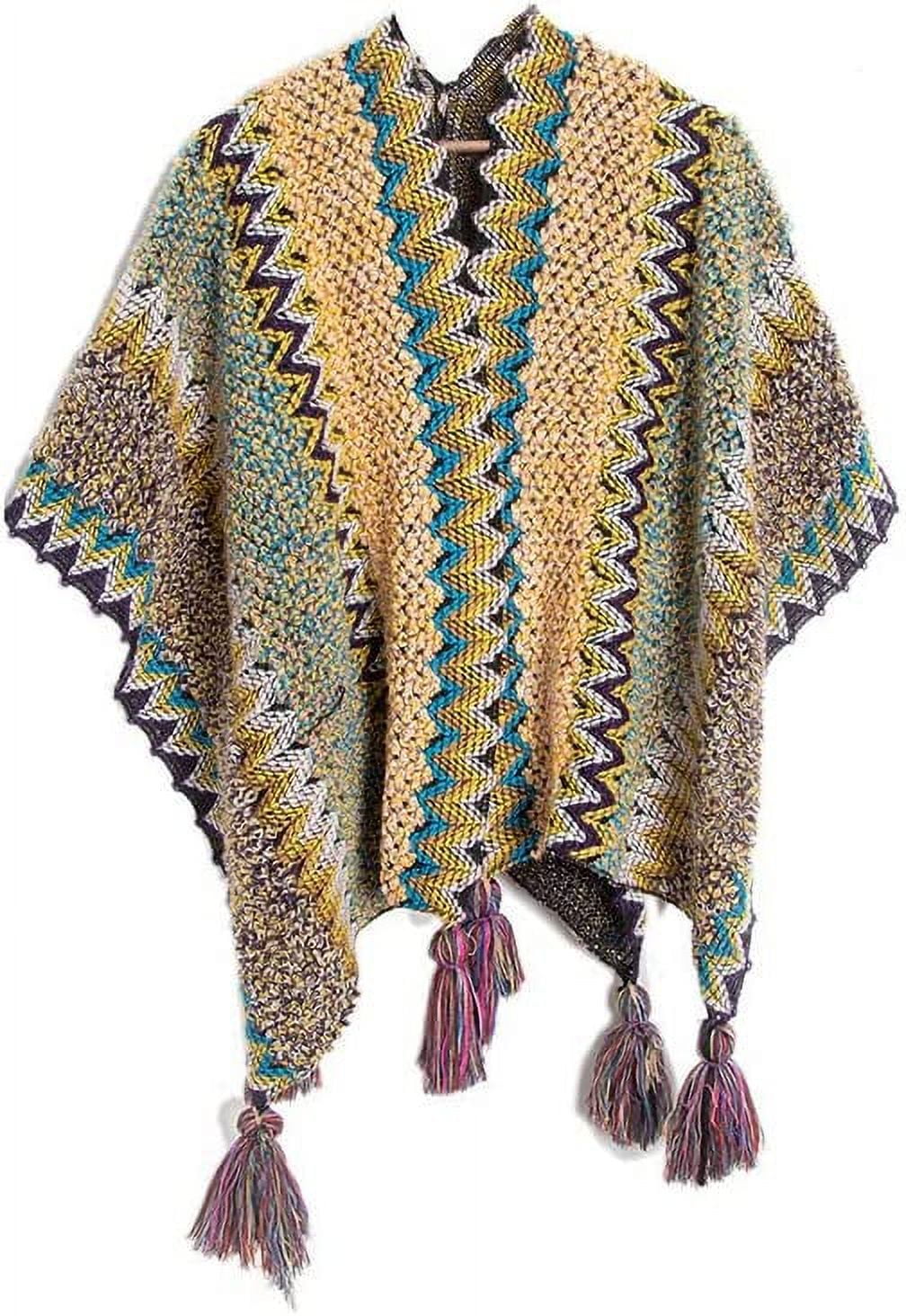 PIKADINGNIS Poncho Shawl Wraps for Women Vintage Folk-Custom Knitted ...