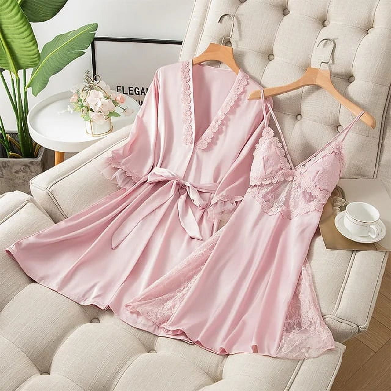 Pikadingnis Sexy Robes Suit Summer Women Nightgown Sets 2 Pieces