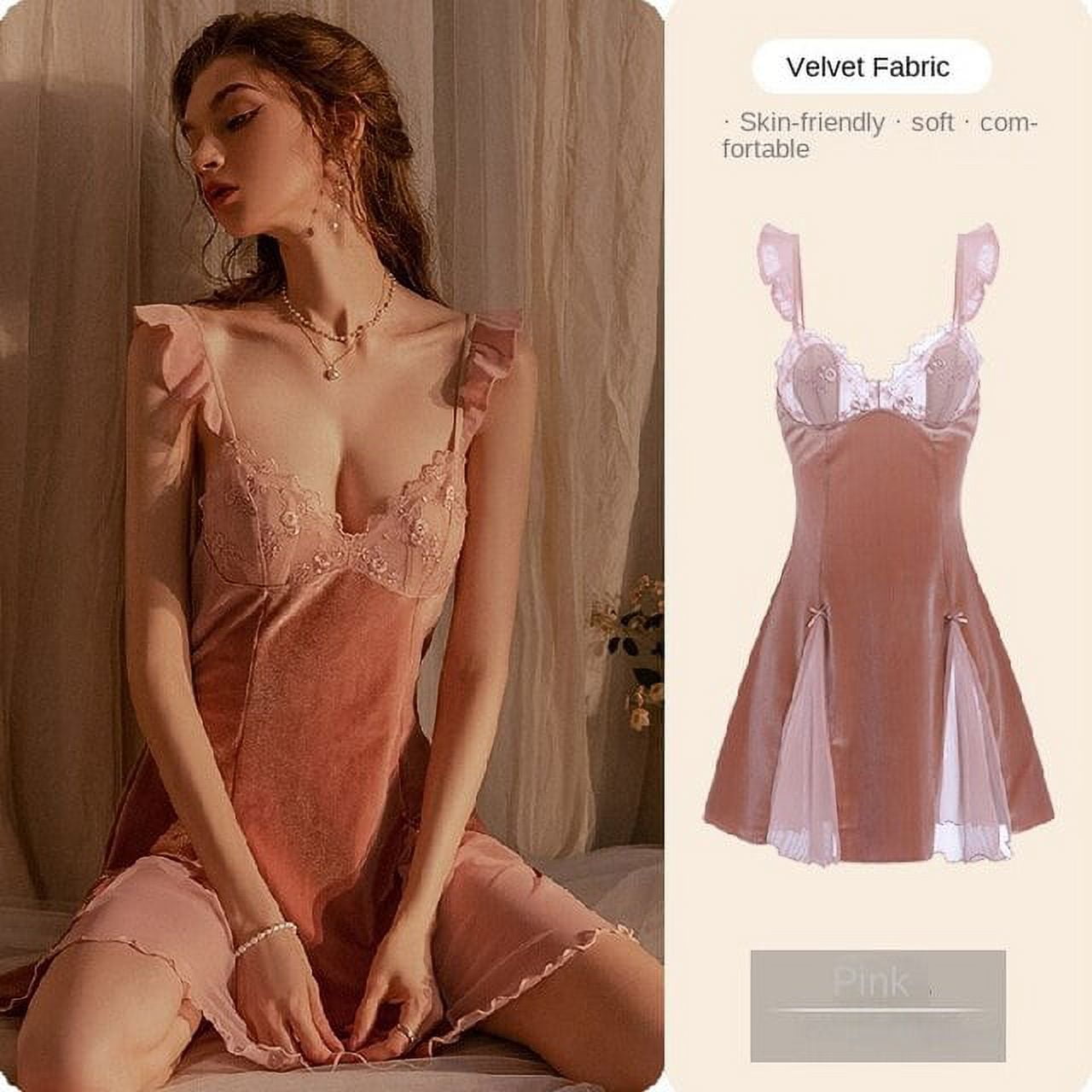 Pikadingnis Sexy Thicken Warm Flannel Robe Set Autumn Winter Coral