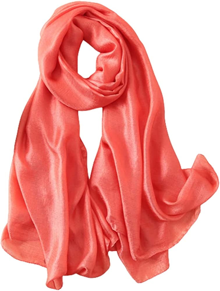 PIKADINGNIS Solid Soft Satin Silk Scarf Lightweight Large Sunscreen ...