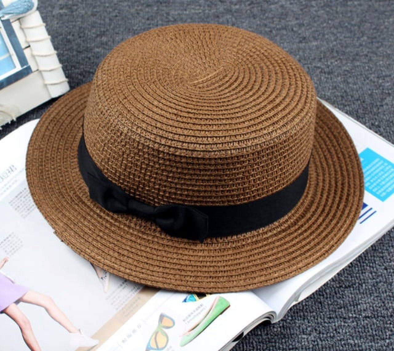 PIKADINGNIS Solid Summer Women Wide Brim Straw Hat Fashion Chapeau ...