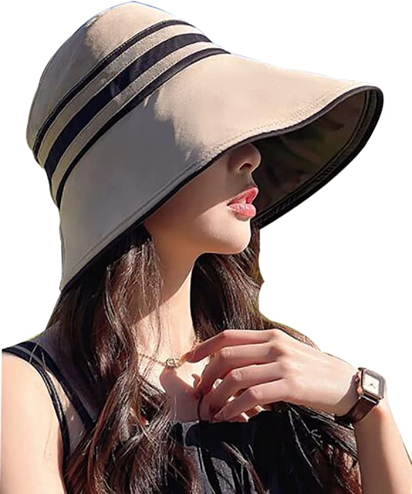 PIKADINGNIS Sun Visor Hats Women Large Brim Summer UV Protection Beach Foldable Cap with Cross ...