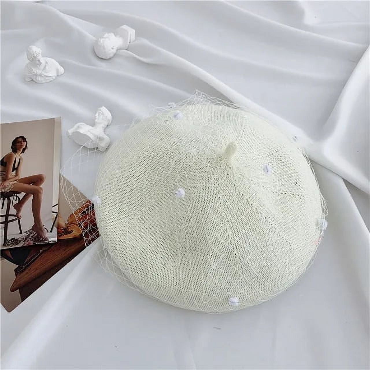 PIKADINGNIS Topi Musim Panas Baret Wanita Baret Antik Jaring Benang ...