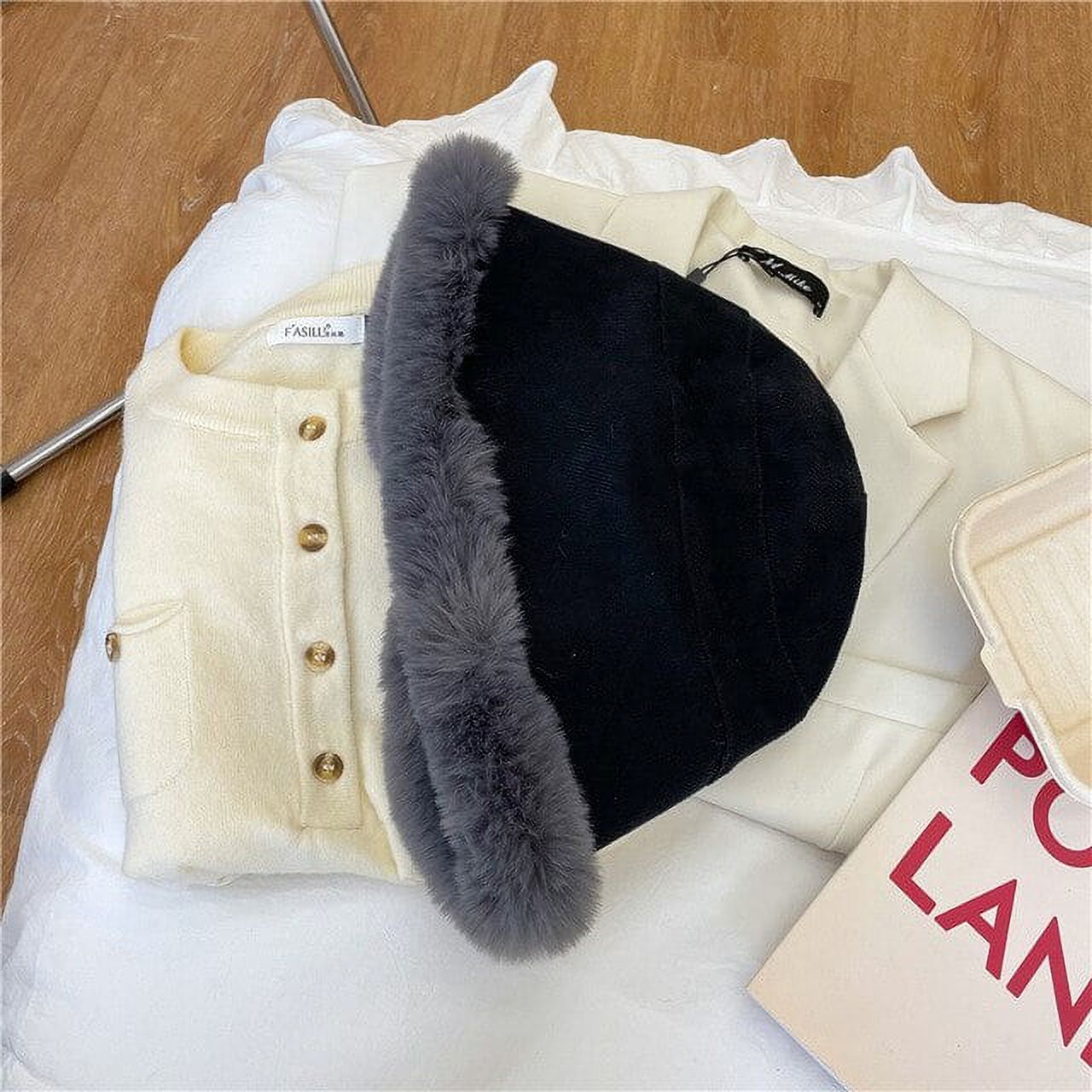 PIKADINGNIS Warm Wide Brim Women Bucket Hat Winter Suede Thick Warm ...