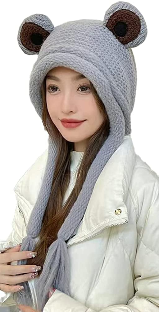 PIKADINGNIS Women Cute Animal Beanies Hat Winter Stretch Cable Knit ...