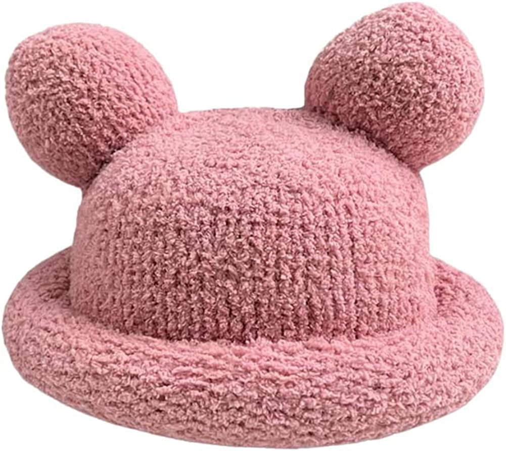 PIKADINGNIS Women Cute Bear Bucket Hat Fluffy Winter Cozy Faux Fur ...