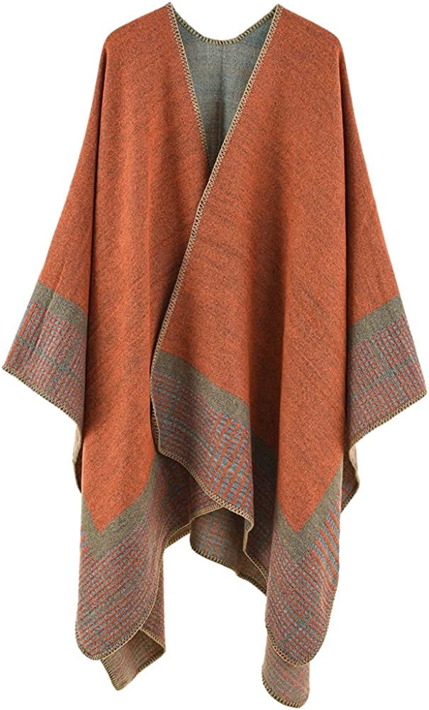 PIKADINGNIS Women Shawl Wraps Poncho Fleece Sweater Coat Cape Travel ...