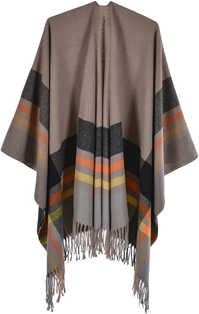 PIKADINGNIS Women Shawl Wraps Poncho Plaid Wram Sweater Cardigan Cape ...