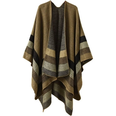 Topshe Women's Winter Wrap Clothing, Plaid Sweater Poncho, Oversize Cape Coat, Open Front ...