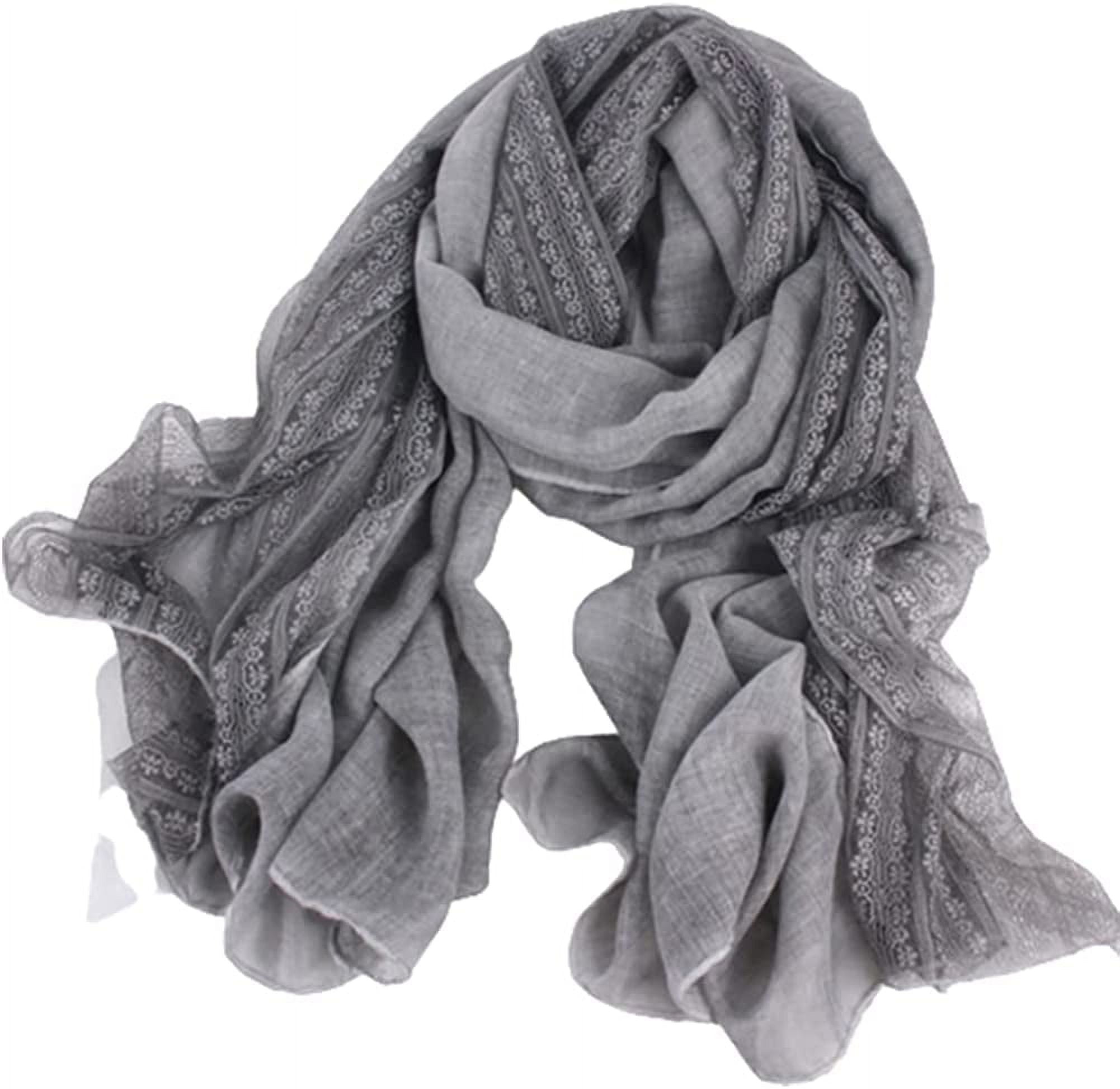 PIKADINGNIS Women Soft Solid Lace Cotton and Linen Scaarf Light Wraps ...