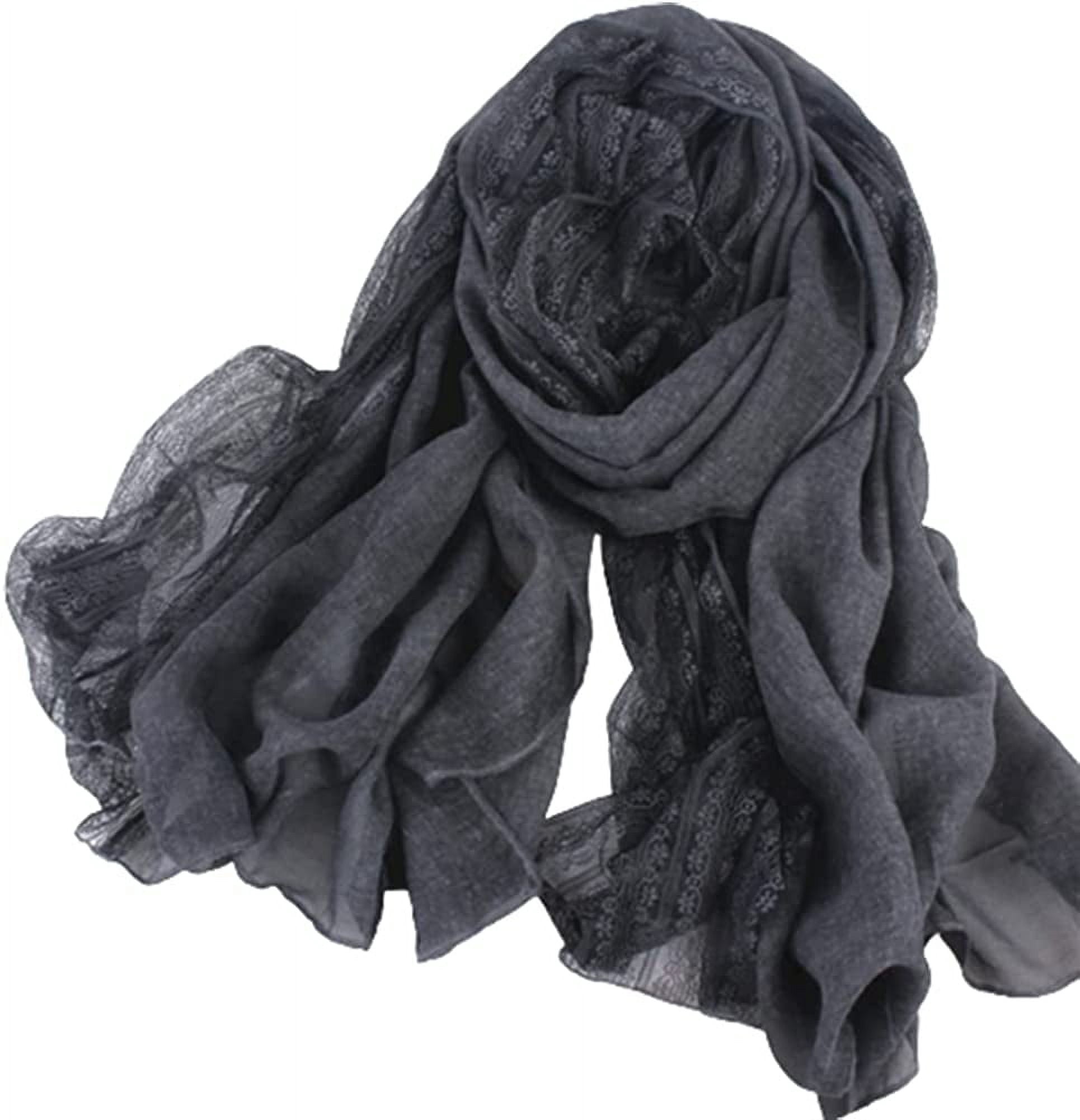 PIKADINGNIS Women Soft Solid Lace Cotton and Linen Scaarf Light Wraps ...