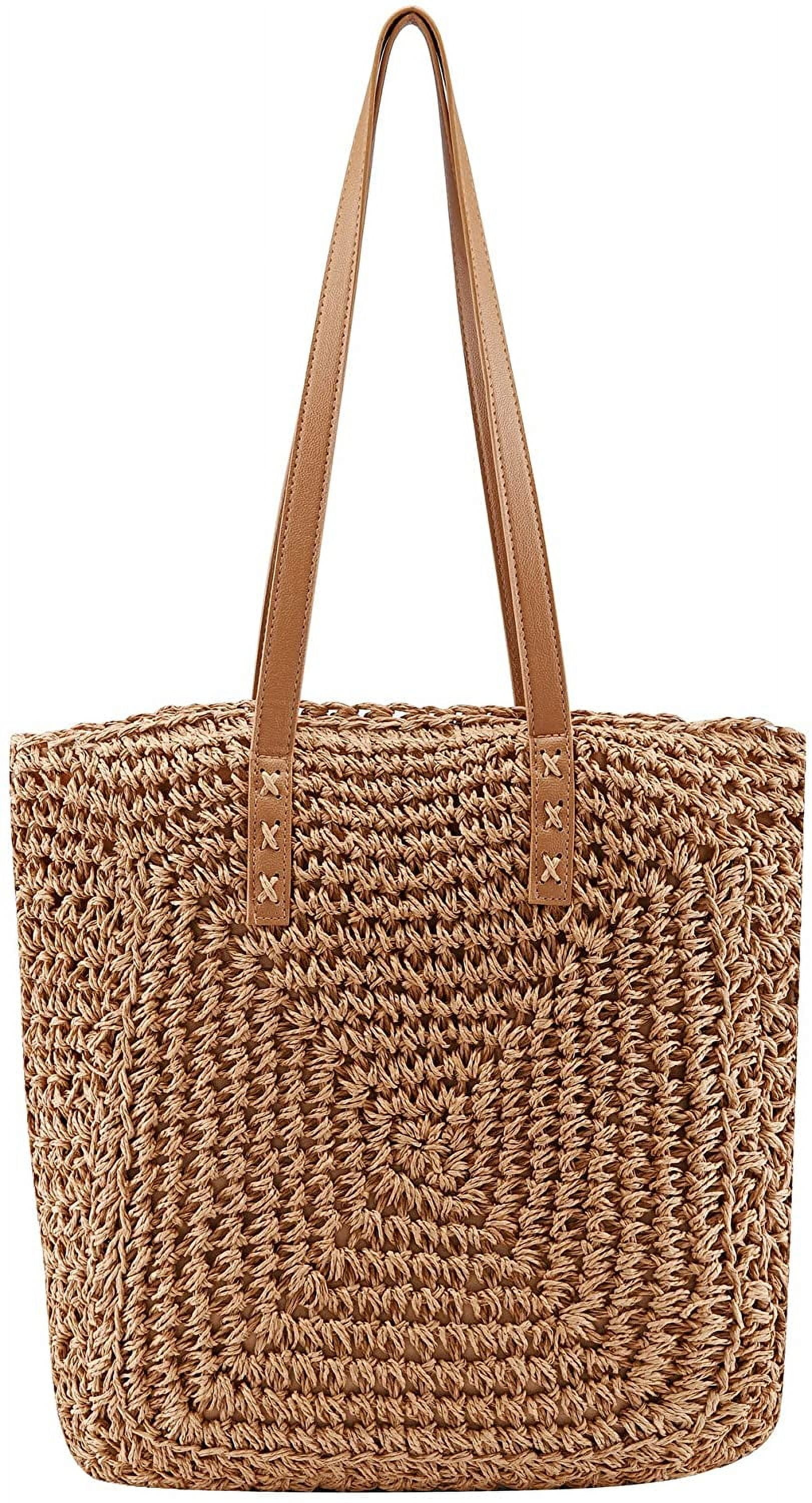 PIKADINGNIS Women Straw Shoulder Handbag Tote Shoulder Bag Summer Beach ...