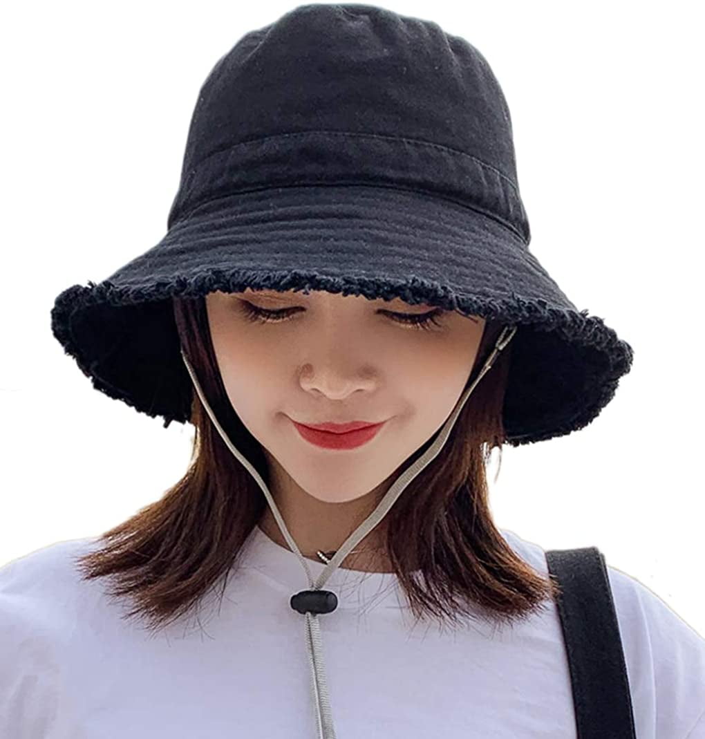 PIKADINGNIS Women Sun Bucket Hat Cotton Hats Teens Girls Wide Brim ...