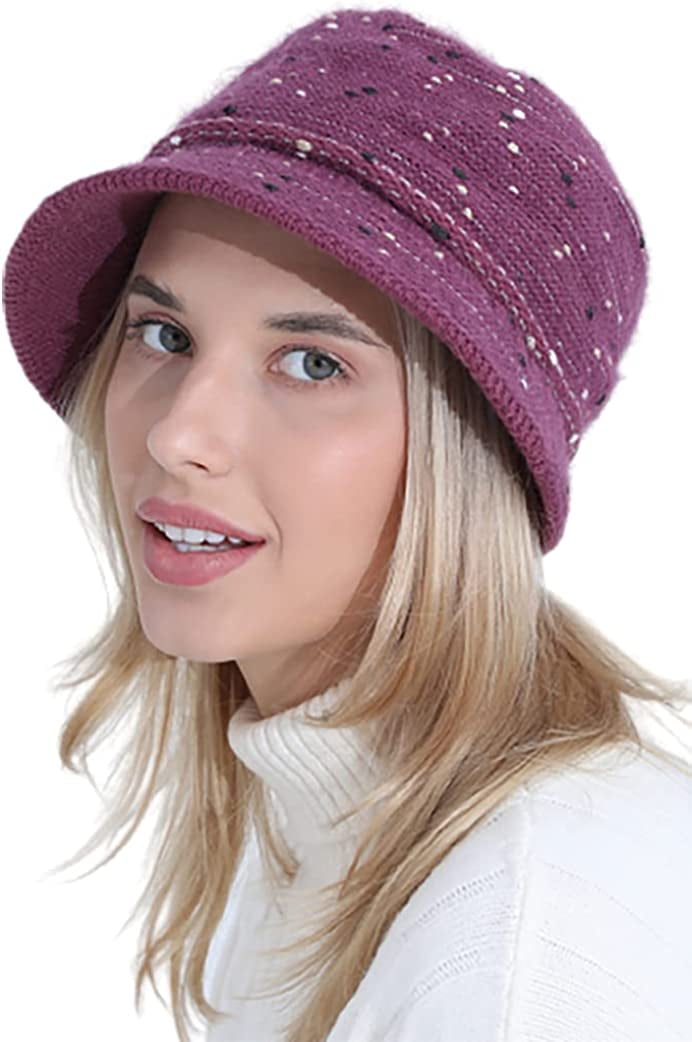 PIKADINGNIS Women Trendy Winter Bearies Floral Knit Lined Thick Hat ...