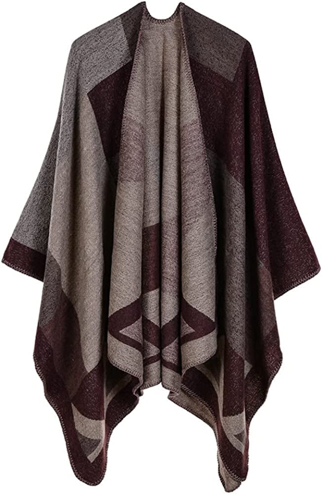 PIKADINGNIS Women Warm Shawl Wraps Open Front Poncho Sweater Cardigan Cape Winter Blanket Scarf ...