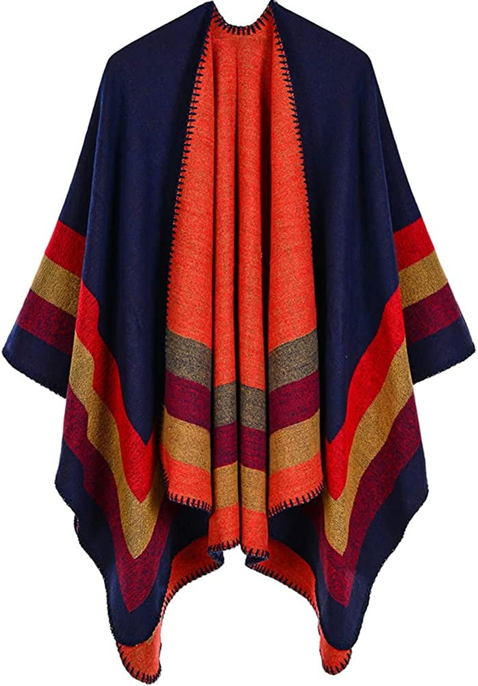 PIKADINGNIS Women Winter Shawl Wraps Warm Kinitted Poncho Large Sweater ...
