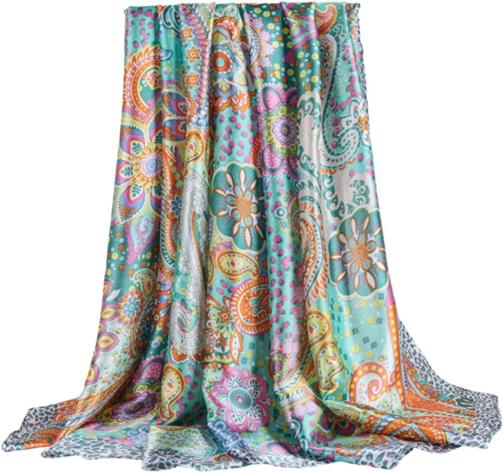PIKADINGNIS Women's Satin Silk Fashion Scarf Soft Elegant Head Hair ...