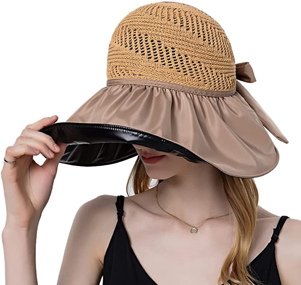 PIKADINGNIS Women's Wide Brim Summer Sun Outdoor UV Protection Visor ...