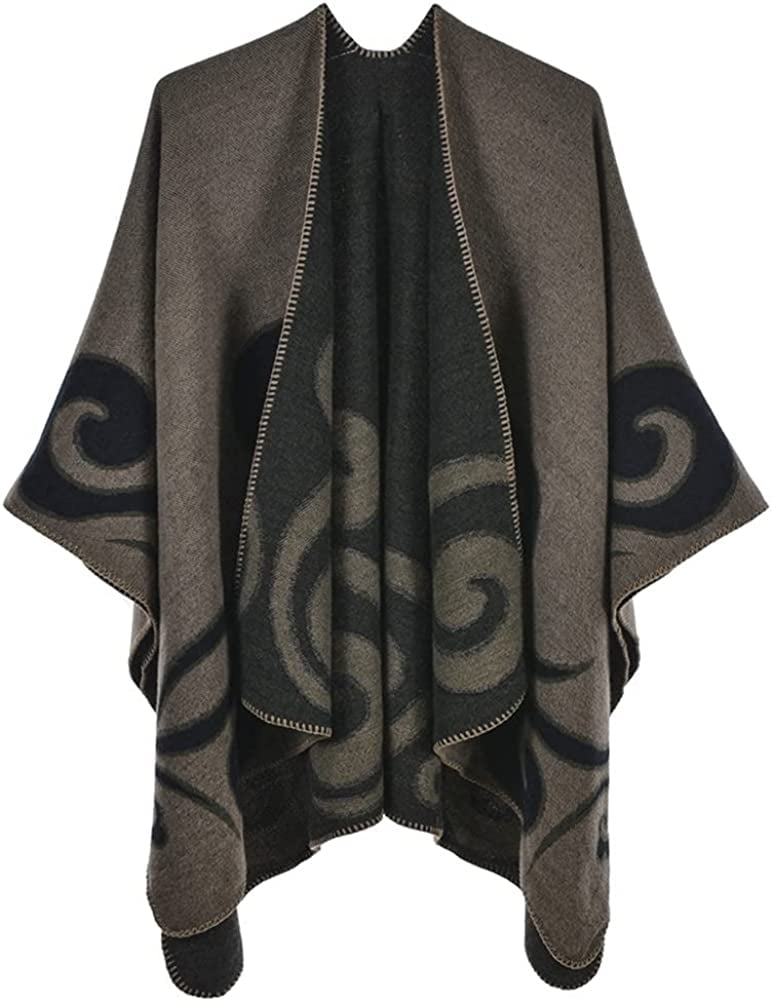 PIKADINGNIS Women's Winter Poncho Capes Vintage Open Front Tassel ...