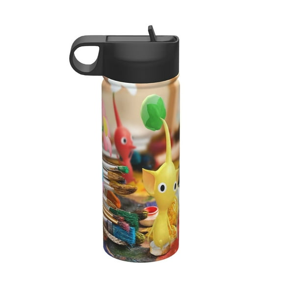 PIKMIN Kids Insulated Water Bottle With Straw - 18 Oz Stainless Steel ...