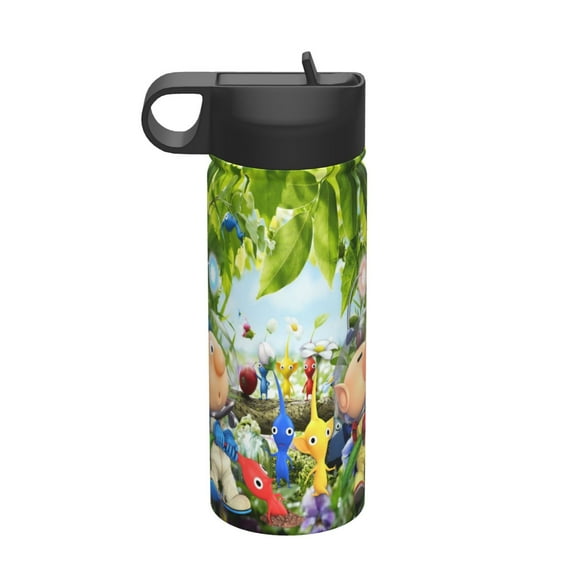 PIKMIN Kids Insulated Water Bottle With Straw - 18 Oz Stainless Steel ...