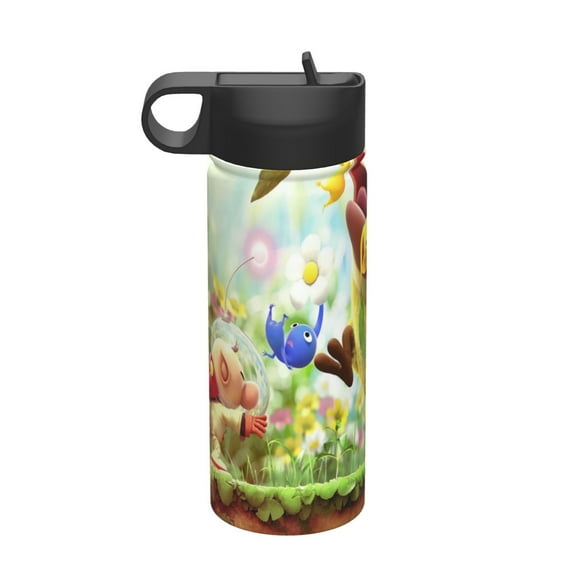 PIKMIN Kids Insulated Water Bottle With Straw - 18 Oz Stainless Steel ...