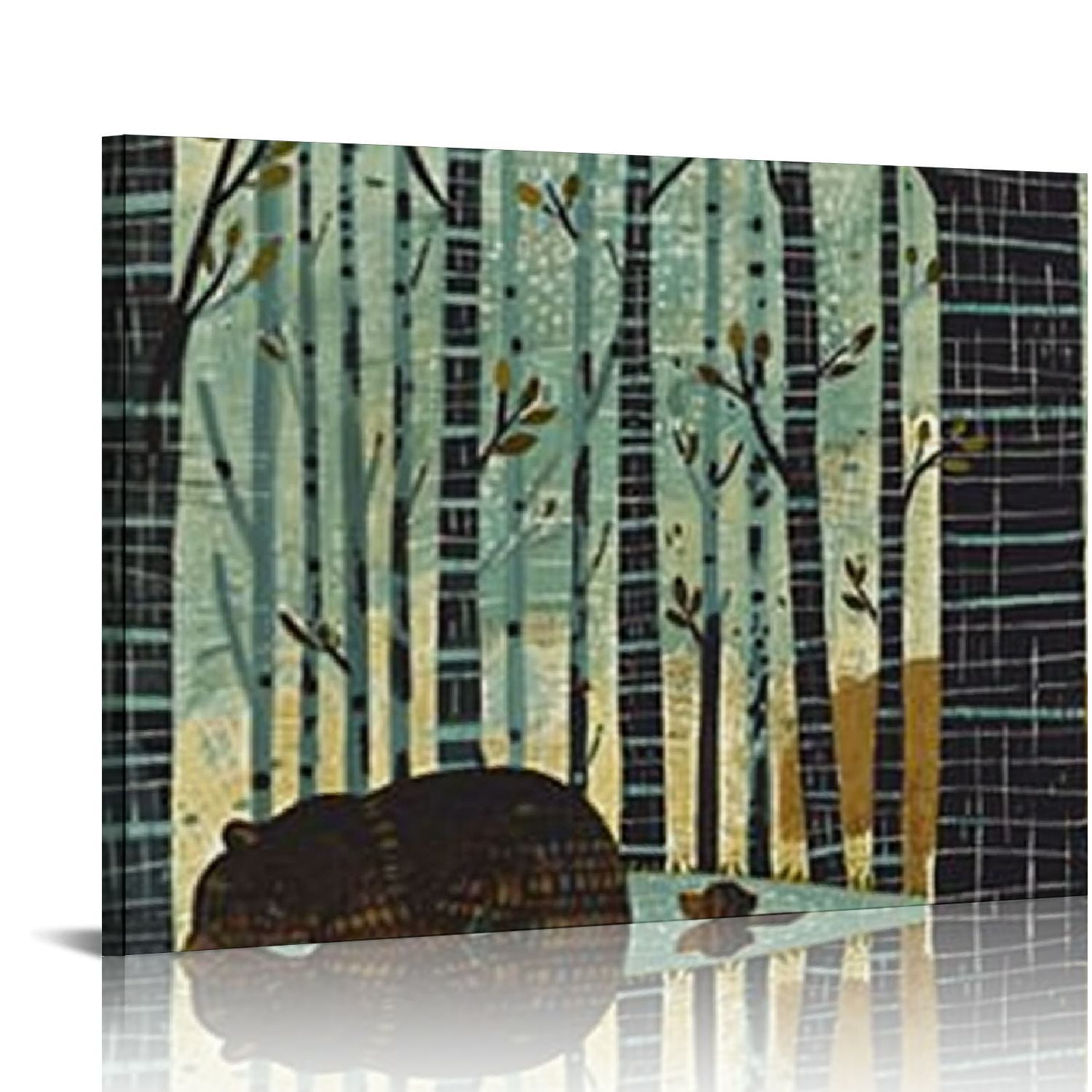 PIKWEEK 3 Piece Animal Canvas Wall Art Bear Deer Moose in Forest ...