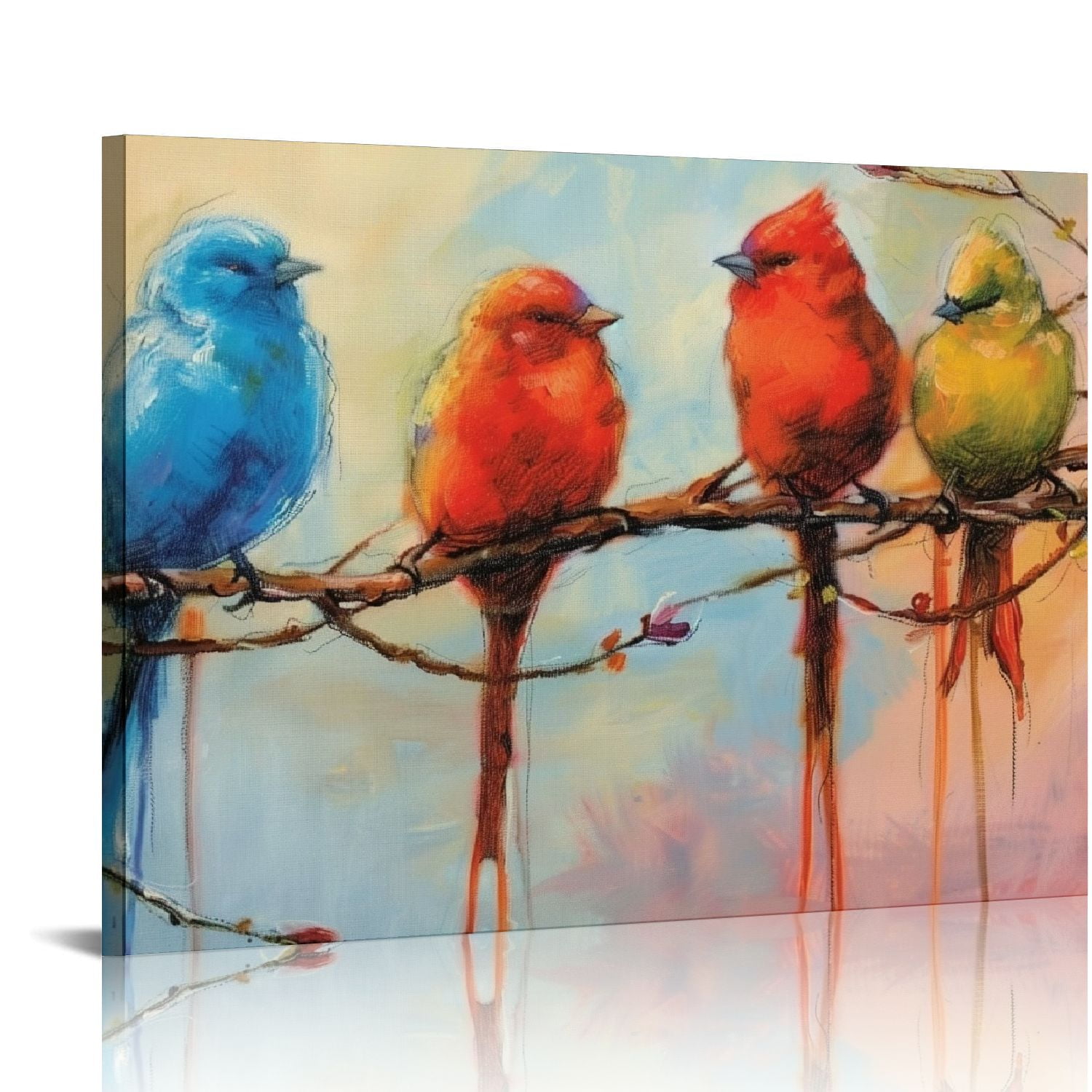 PIKWEEK Abstract Birds Wall Art Singing Birds Canvas Print Artwork ...