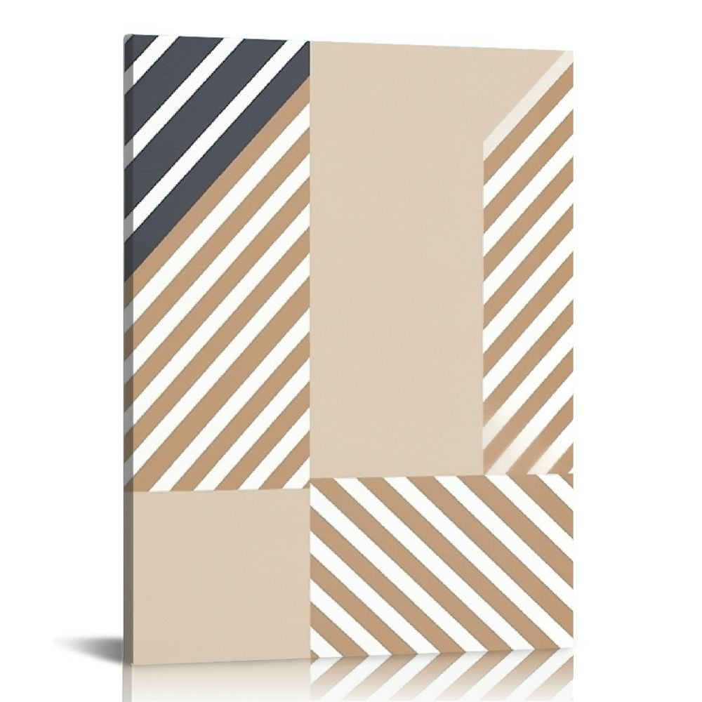 PIKWEEK Abstract Canvas Wall Art Beige Neutral Minimalist White Brown ...