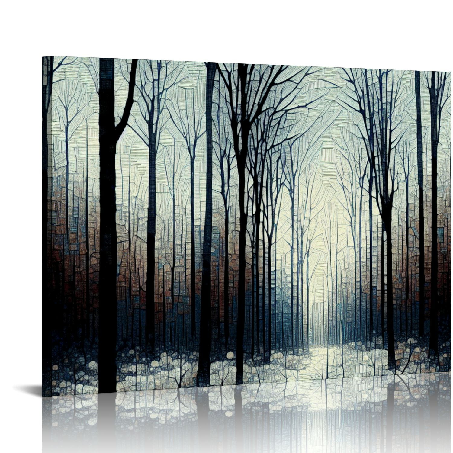 PIKWEEK Abstract Tree Canvas Wall Art - Brown Forest Paintings with ...