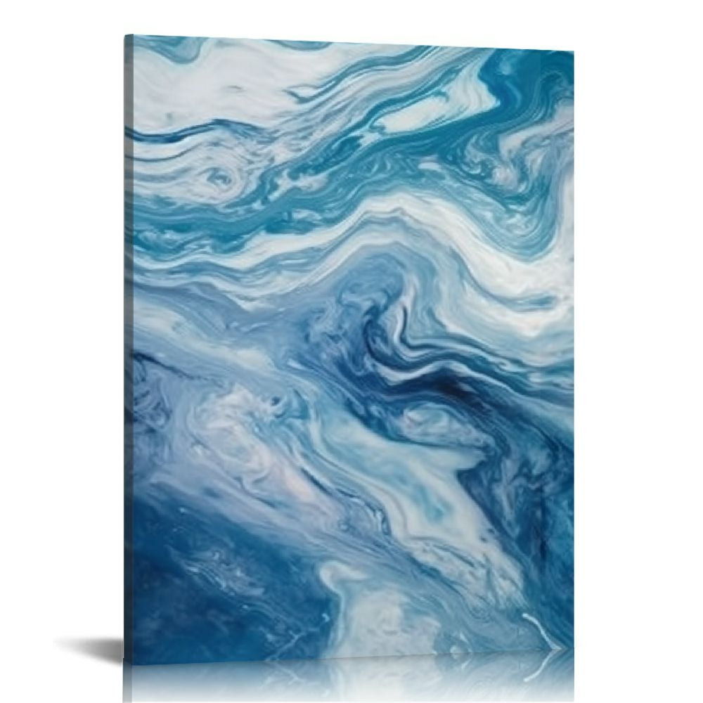 PIKWEEK Abstract Wall Art Bedroom Wall Décor Blue Beach Ocean Picture ...