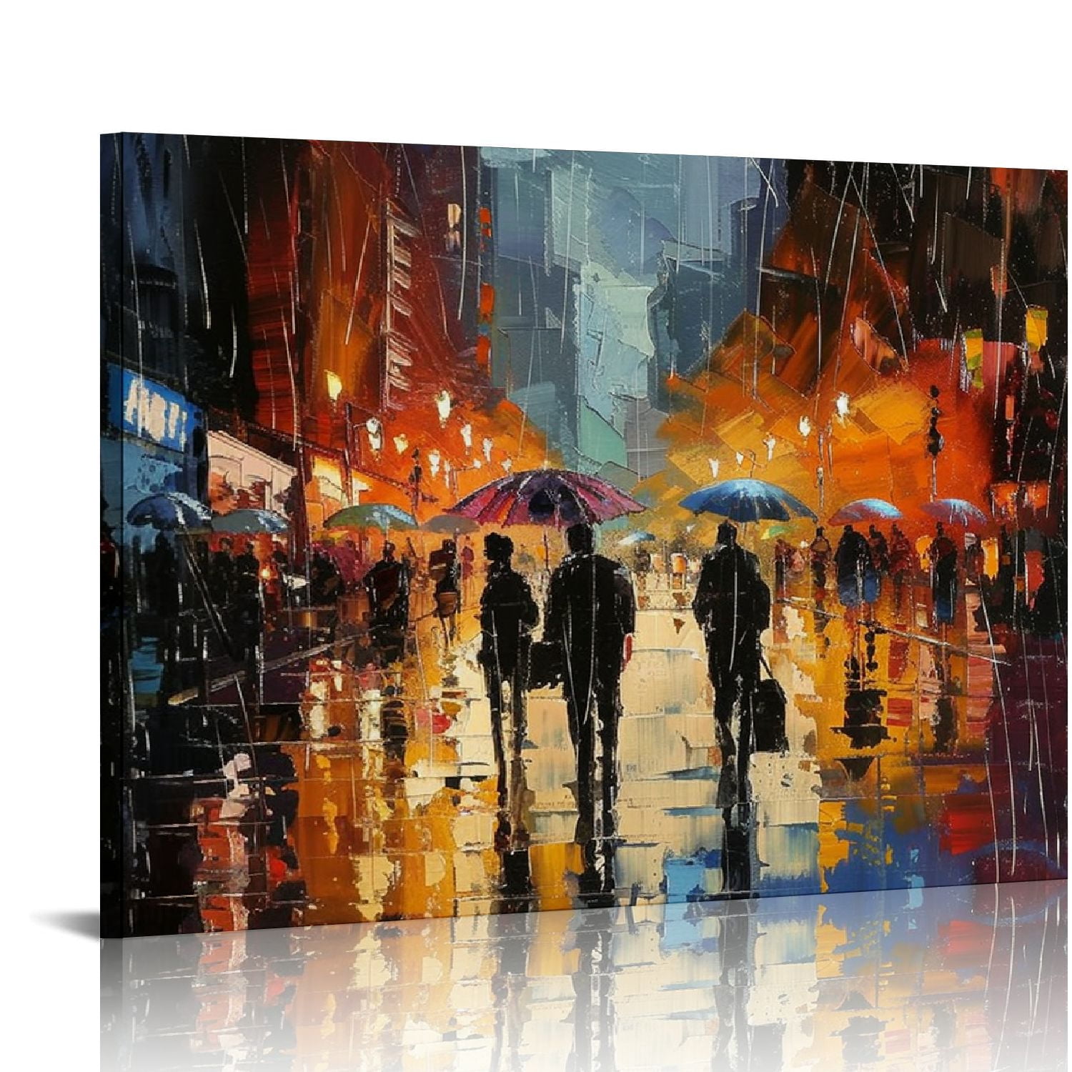 PIKWEEK Abstract Wall Art Rain Modern Canvas Art Prints Girl Umbrella ...