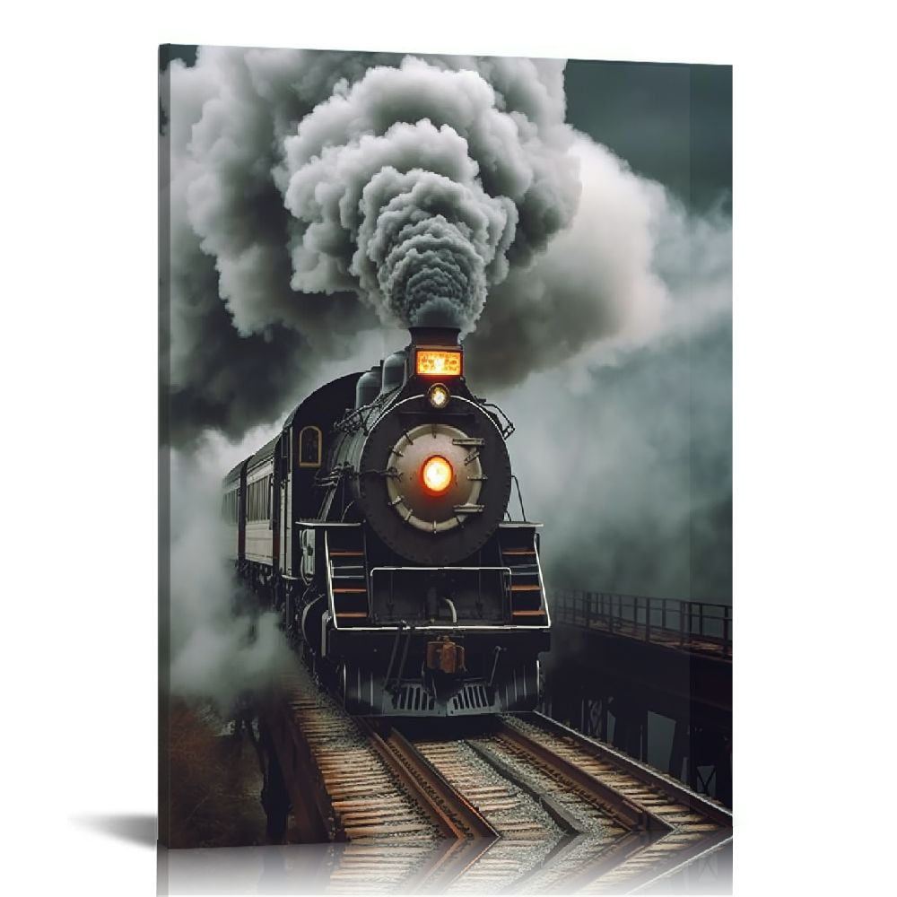 PIKWEEK Antique Steam Locomotive- Wall Art Decor, Retro Train Image ...