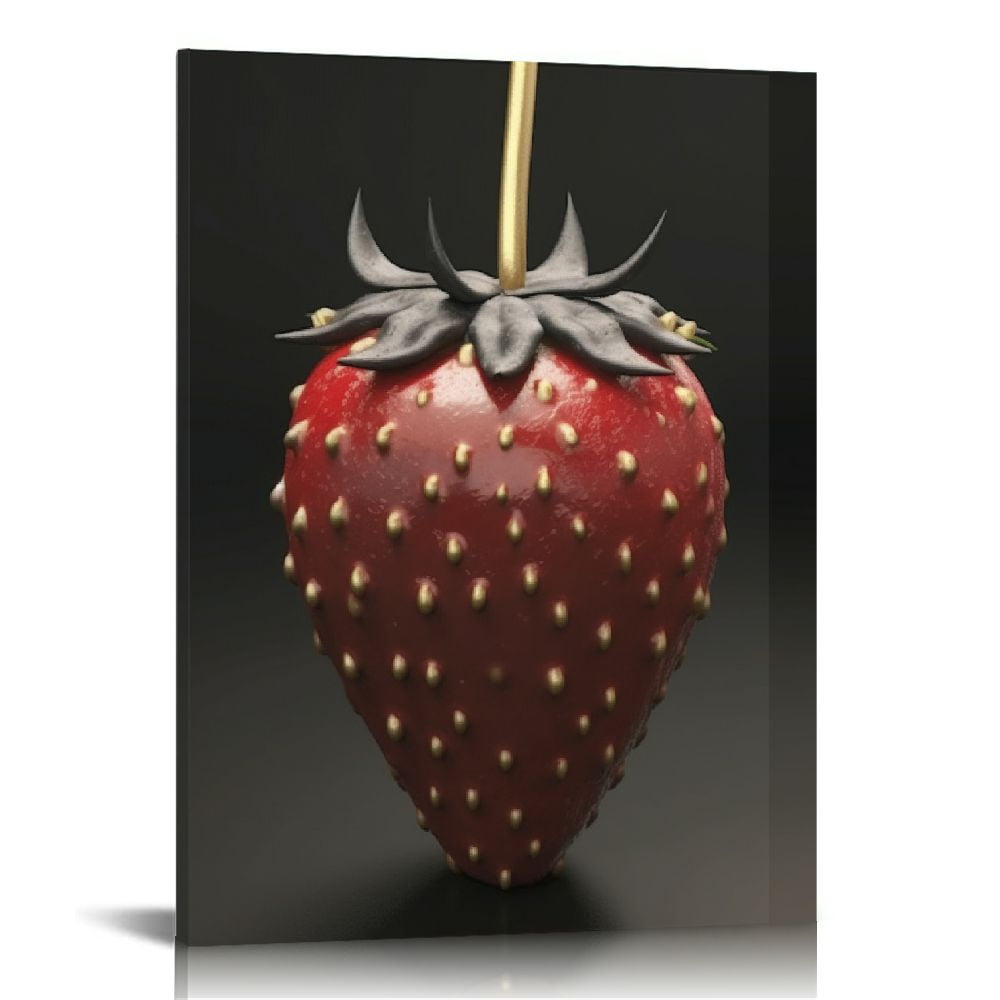 PIKWEEK Art Posters Black And Gold Strawberries Wall Decor Room Decor ...