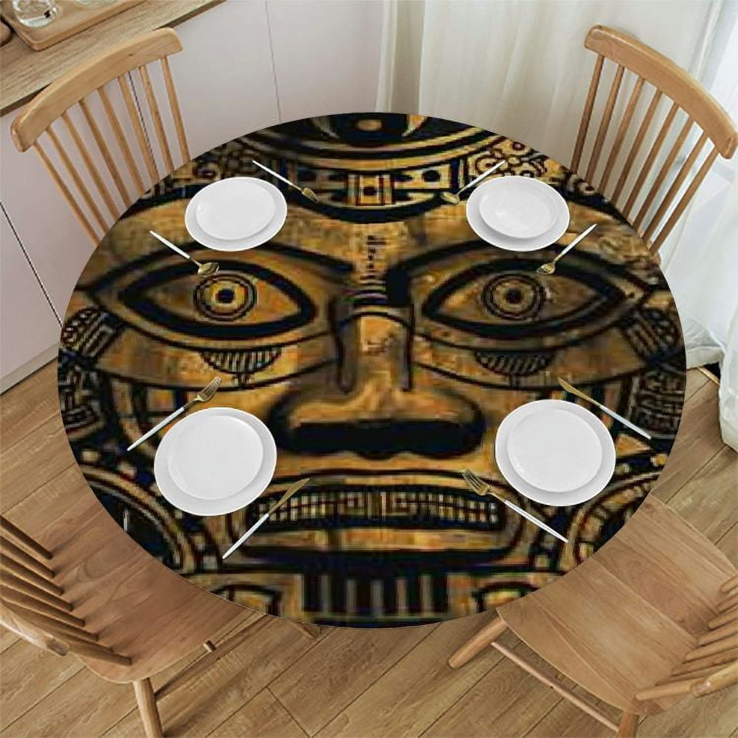 PIKWEEK Aztec Calendar Mayan Sun Stone Tablecloth Round Tablecloths ...