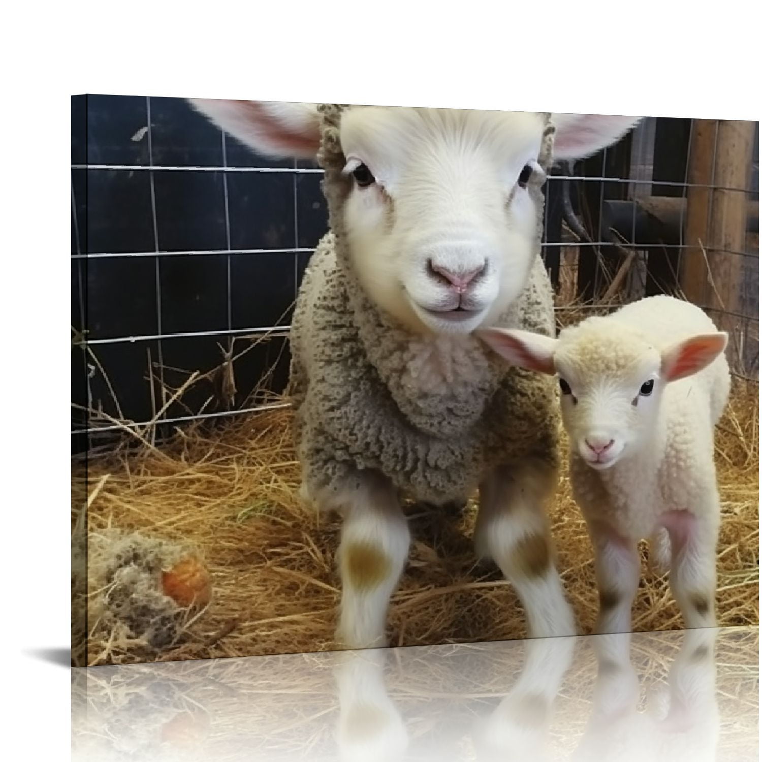 Wuche Baby Lamb With Momma Sheep - Animal Wall Art Decor, Cute Farm ...