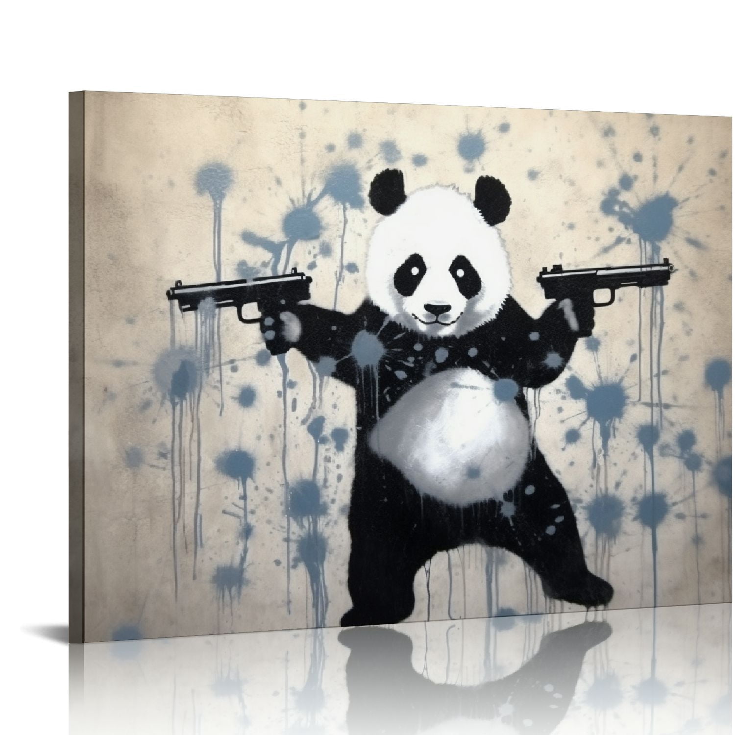 PIKWEEK Banksy Canvas Print Wall Art,Panda with Guns Graffiti Street ...