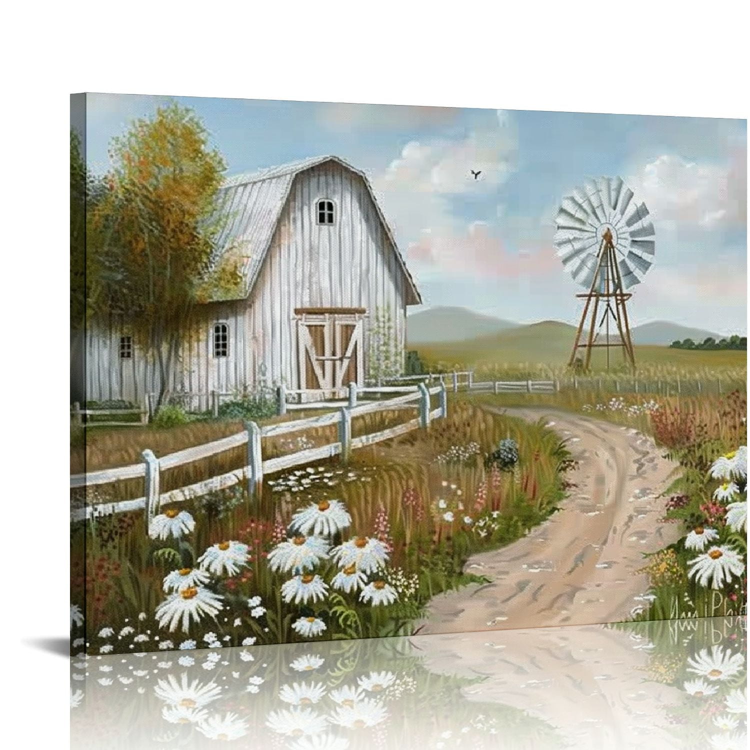 PIKWEEK Barn Prints Farmhouse Old Barn Wall Art Handpainted Barn ...
