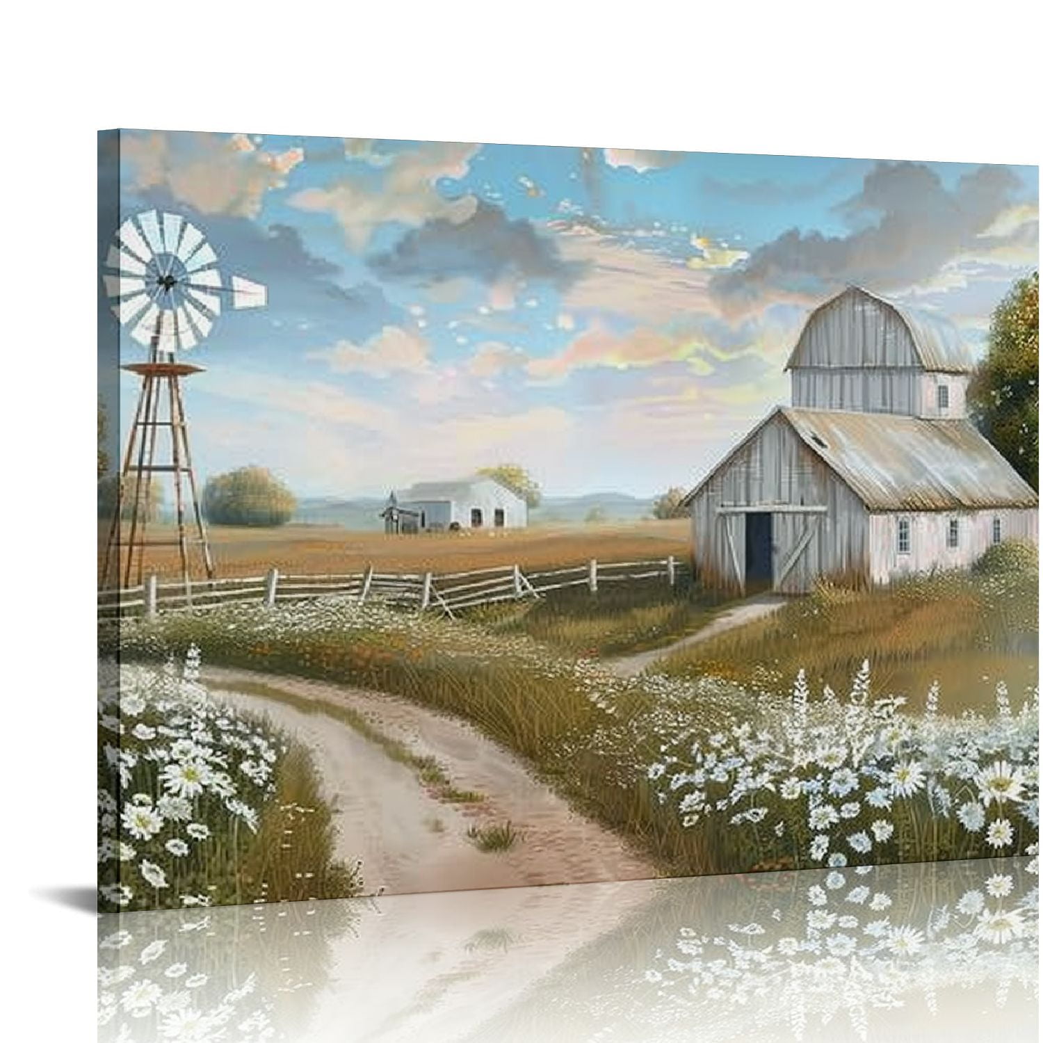 PIKWEEK Barn Prints Farmhouse Old Barn Wall Art Barn Painting Barn and ...