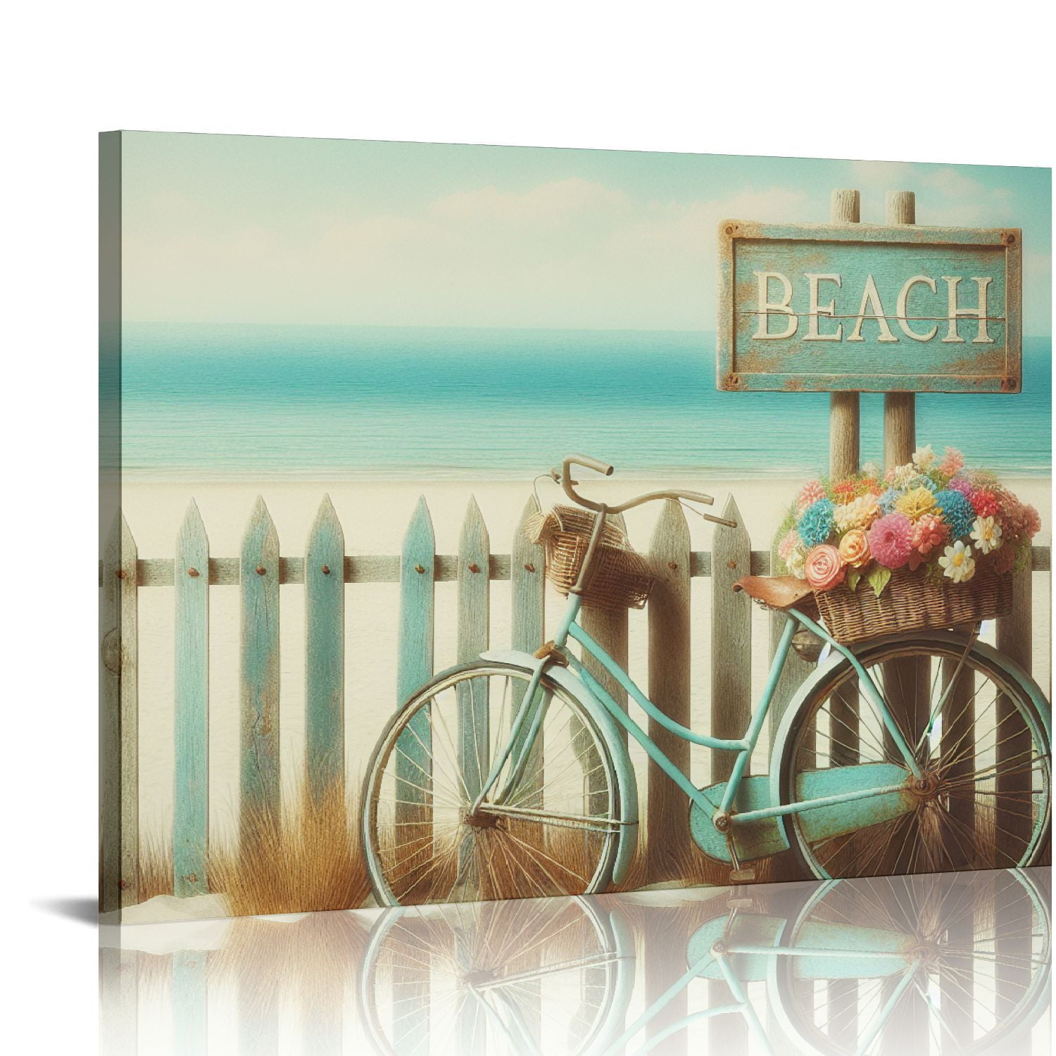 PIKWEEK Beach Canvas Wall Art for Bathroom Ocean Pictures Seaside ...