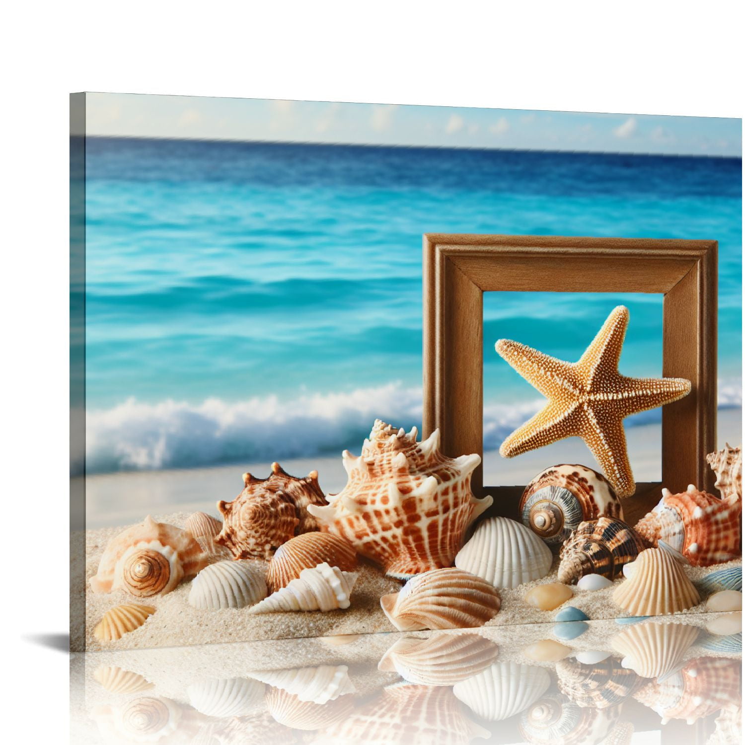 PIKWEEK Beach Picture Decor Ocean Painting Canvas Wall Art Printsof ...