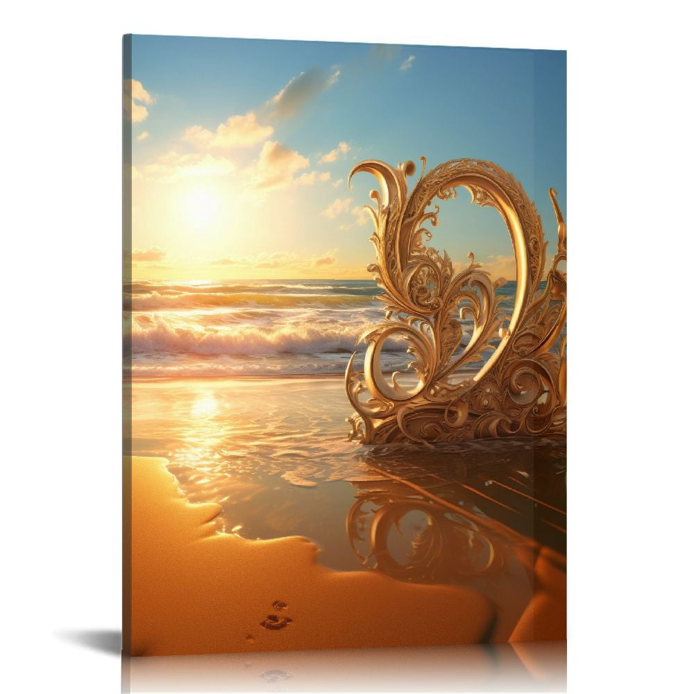 PIKWEEK Beach Themed Canvas Wall Art for Bathroom Beach Canvas Prints ...