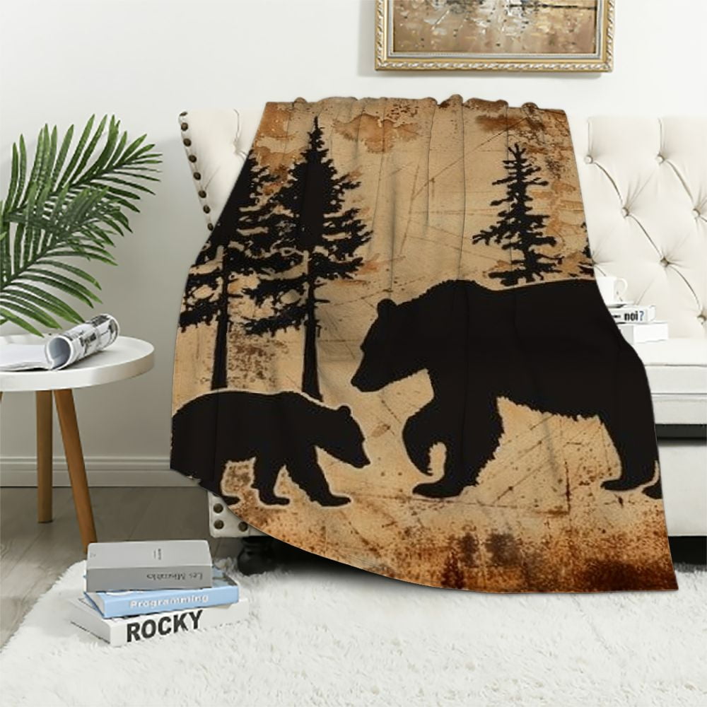 PIKWEEK Bear Throw Blanket, Wild Animal All Season Bed Blanket Nature ...