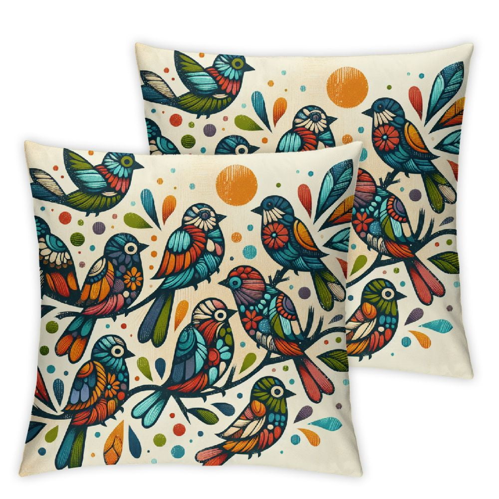 Wuche Bird Pillow Covers 18X18 Inch Rustic Birds Tree Branches ...