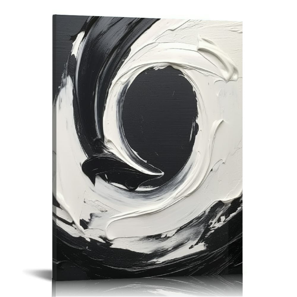 PIKWEEK Black and White Abstract Canvas Wall Art Modern Texture ...