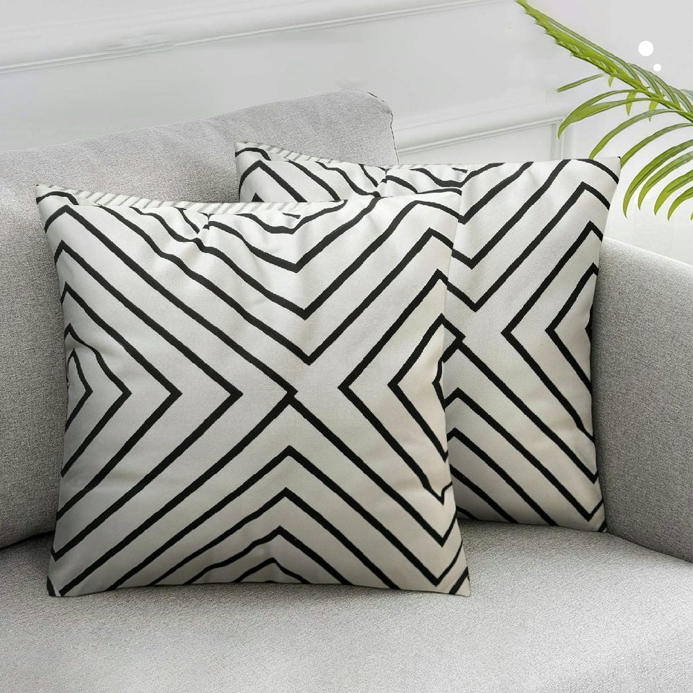 Wuche Black and White Pillow Covers Set of 2 Neutral Outdoor White ...