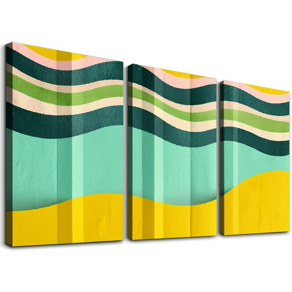 PIKWEEK Blocks Geometric Canvas Wall Art - 3 Piece Colorful Minimalist ...