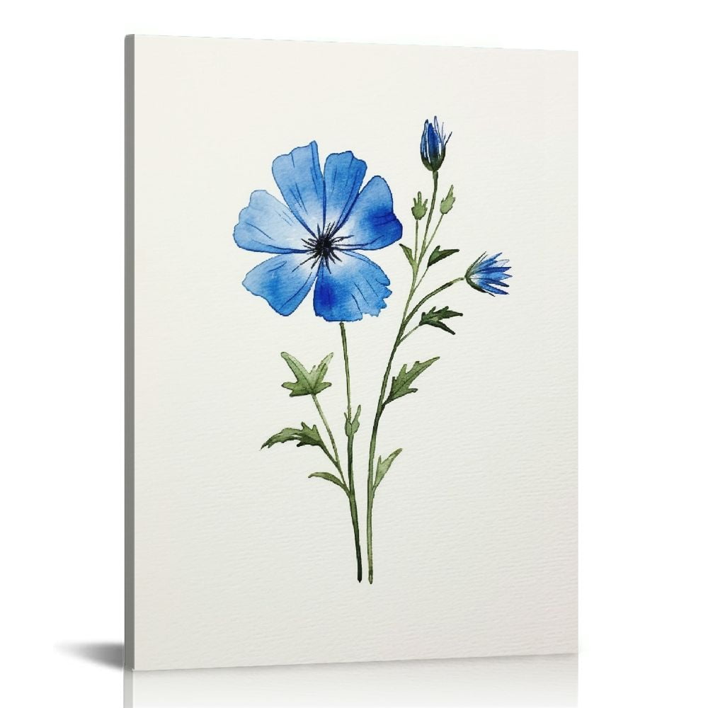 PIKWEEK Blue Flowers Wall Prints Blue Wall Decor Posters Abstract ...