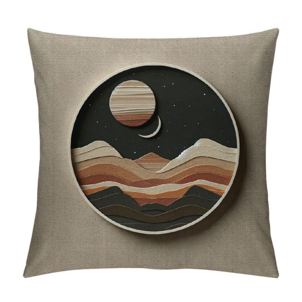 PIKWEEK Boho Abstract Sun Moon Sea Sunset Sunrise Line Mountain Throw Pillow Covers, Boho Nature ...